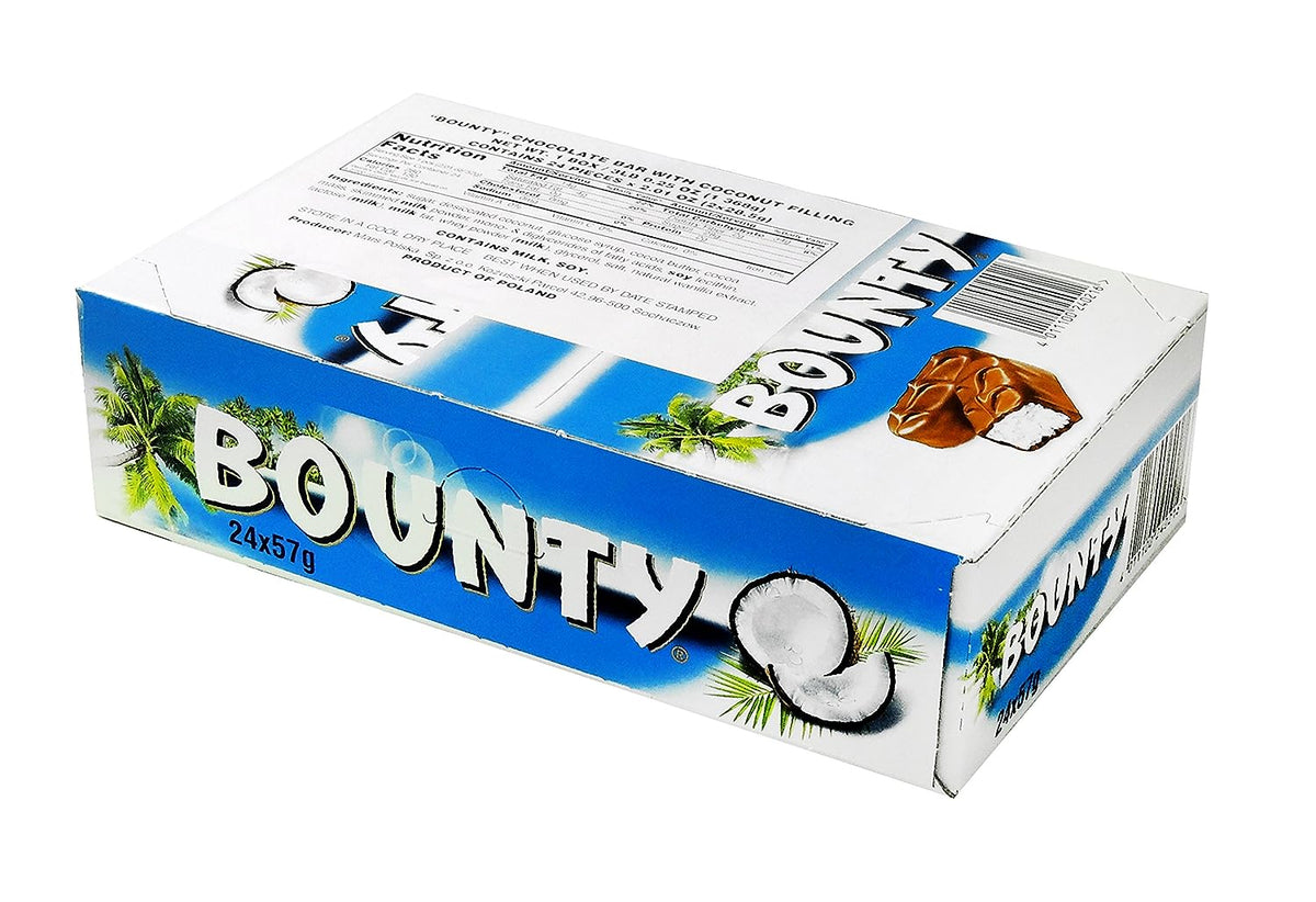 Bounty Bar Milk Chocolate Covered Coconut, 24 Bars Per Box – Sahar Brand